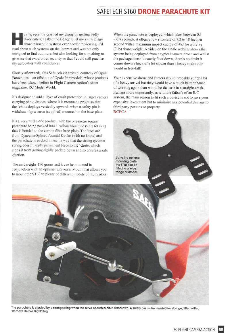 Report on the Safetech ST60 by the magazine RC FLIGHT CAMERA ACTION